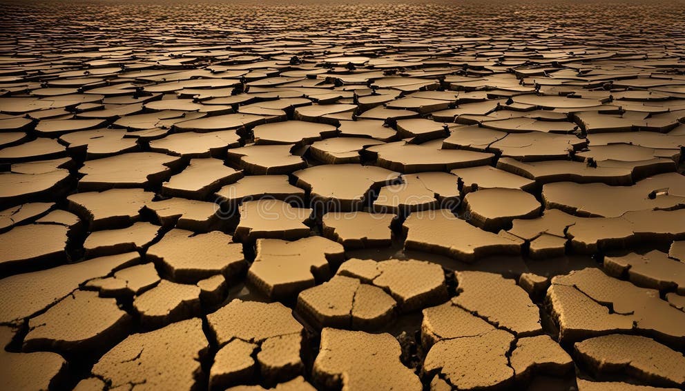 Cracked Earth, Arid Landscape Stock Illustration - Illustration of ...