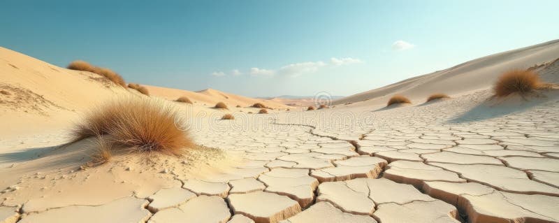 Cracked Earth, Bleached Sand Dunes, Sparse Vegetation , Erosion, Water ...