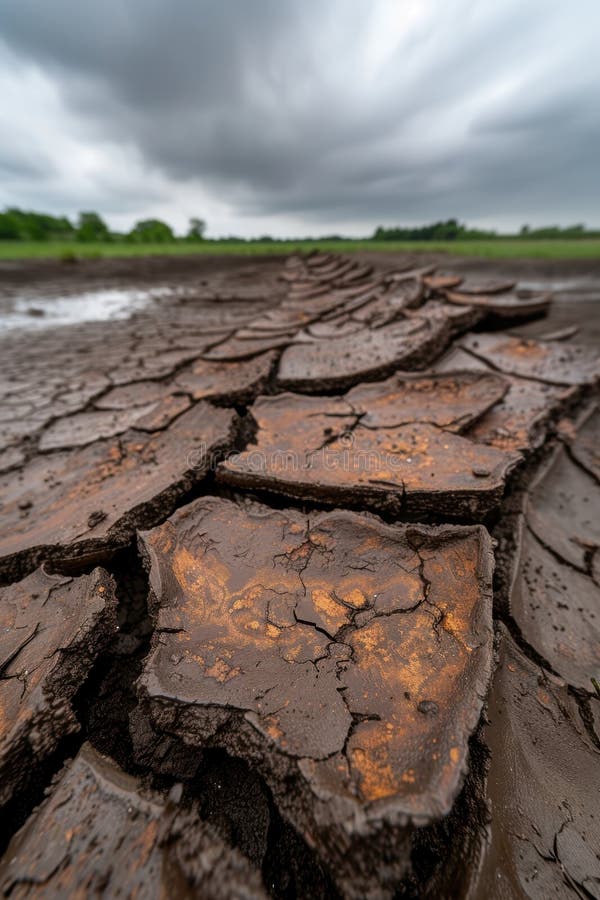 Cracked Earth in a Desolate Landscape Stock Illustration - Illustration ...