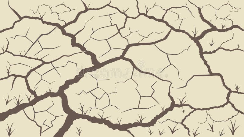 Cracked Earth Drought Pattern, Environmental Issue Texture Vector ...