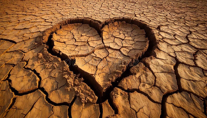 Cracked Earth Forming Heart Shape Symbolizing Climate Change and ...