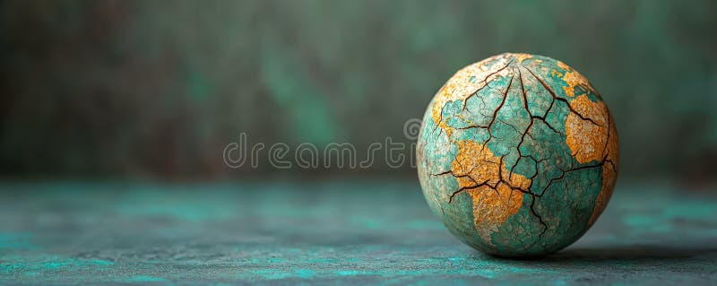 Cracked Earth Globe Representing Climate Change Global Context Digital ...