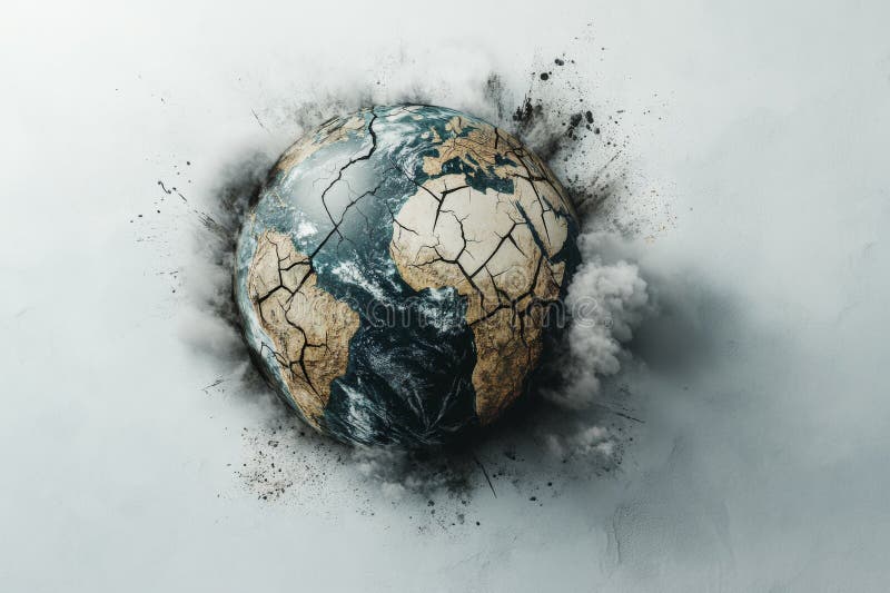 Cracked Earth Globe Representing Environmental Distress and Change ...