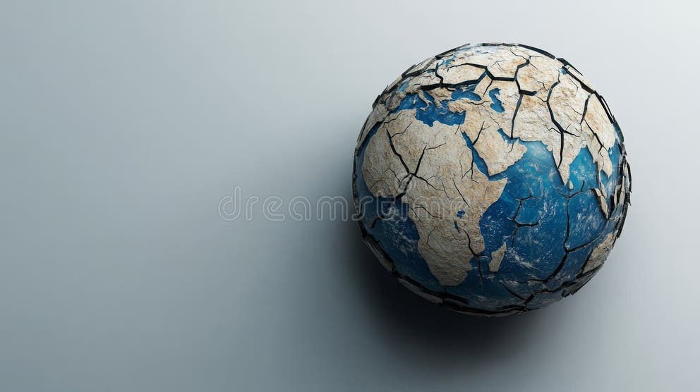 Cracked Earth Globe Symbolizing Environmental Challenge and Concerns ...