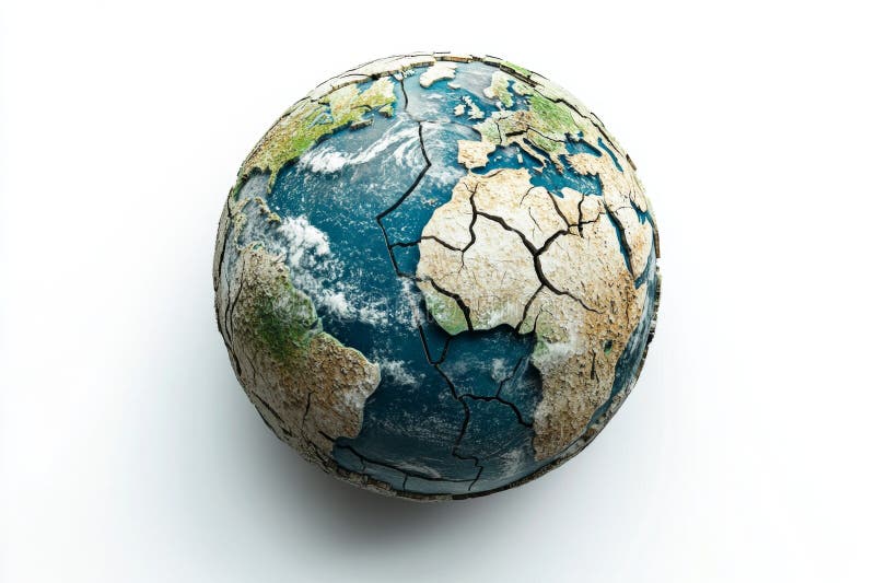 Cracked Earth Globe Symbolizing Environmental Issues and Climate Change ...