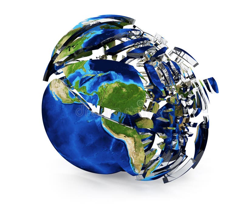 Cracked Globe Earth Broken 3D Planet Stock Photo - Illustration of ...