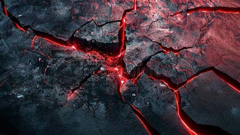Cracked Earth with Glowing Red Magma Fissures Stock Video - Video of ...