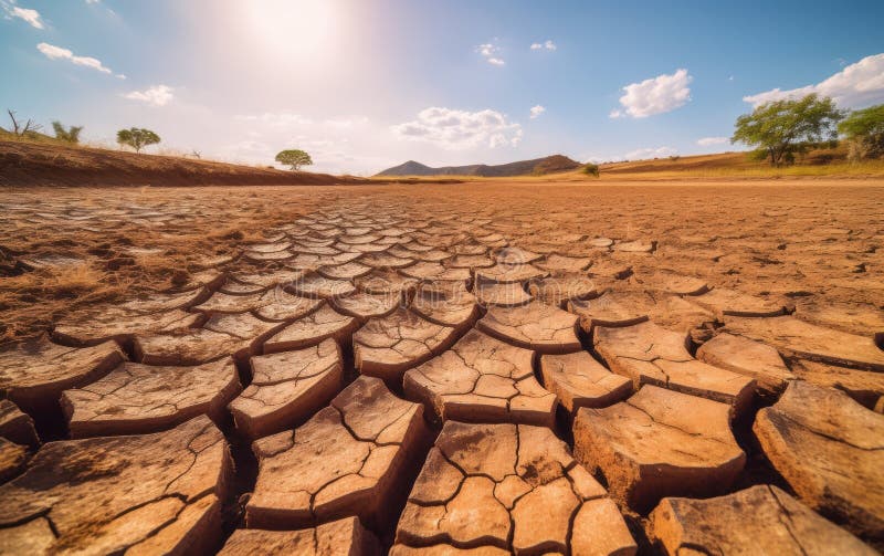 Cracked Earth Landscape in Drought. Created by Generative Artificial ...