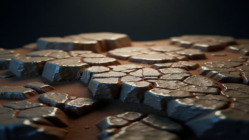 Cracked Earth with Metallic Surface Stock Photo - Image of dried ...