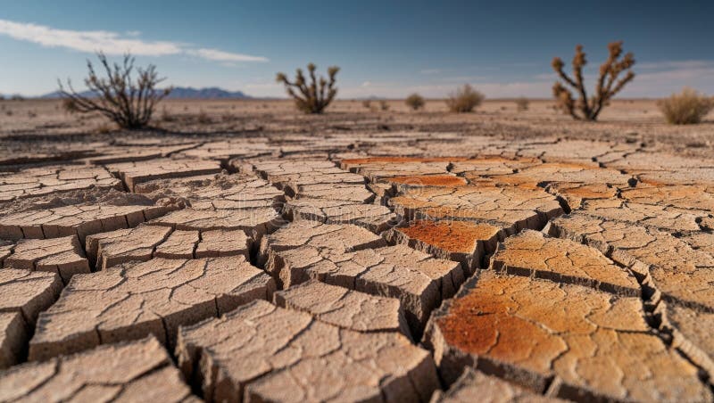 Cracked Earth Parched Land Arid Soil Desert Climate Change. Stock Image ...