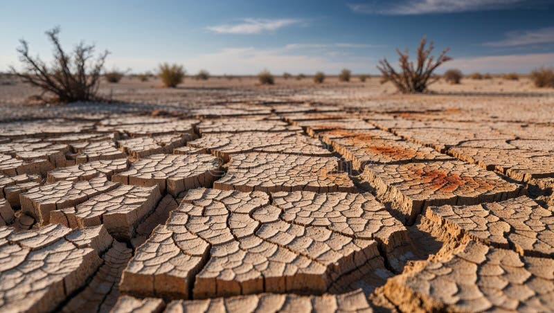 Cracked Earth Parched Land Arid Soil Desert Climate Change. Stock Photo ...