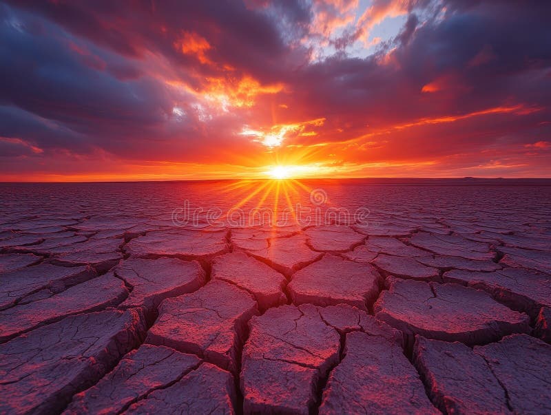 Cracked Earth Pattern Dry Soil, Desert Landscape, Dramatic Lighting ...