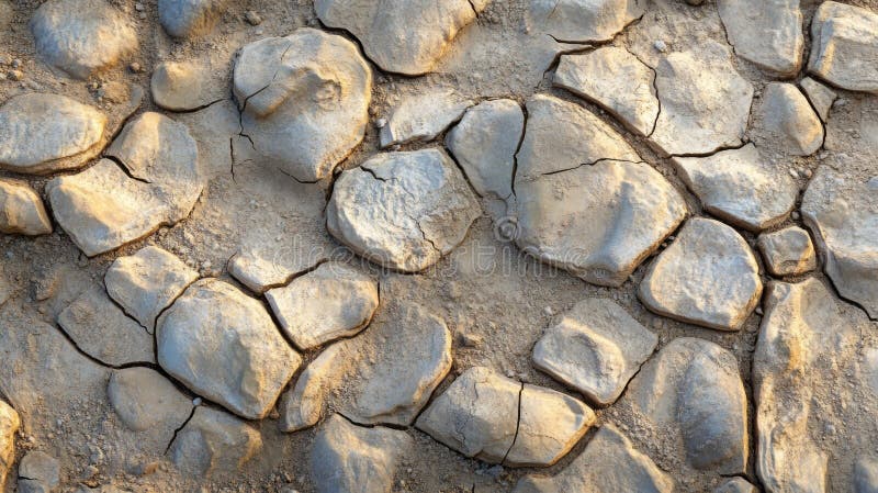 Cracked Earth Reveals a Mosaic of Stones Beneath Stock Illustration ...