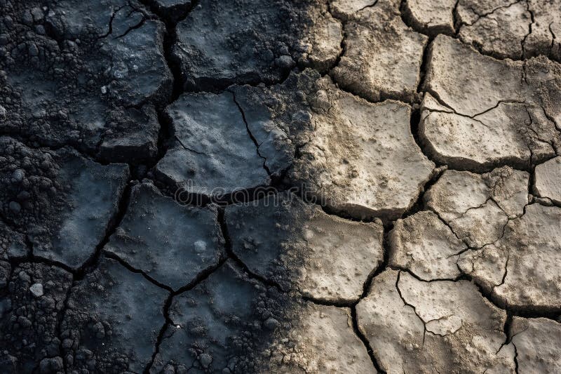 Cracked Earth Texture, Dry Soil, Contrasting Colors, Drought Effects ...