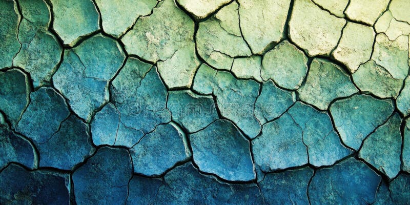 Cracked Earth Texture in Gradient Blue and Green Hues Stock ...