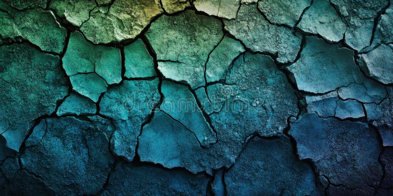 Cracked Earth Texture with Shades of Green and Blue Stock Illustration ...