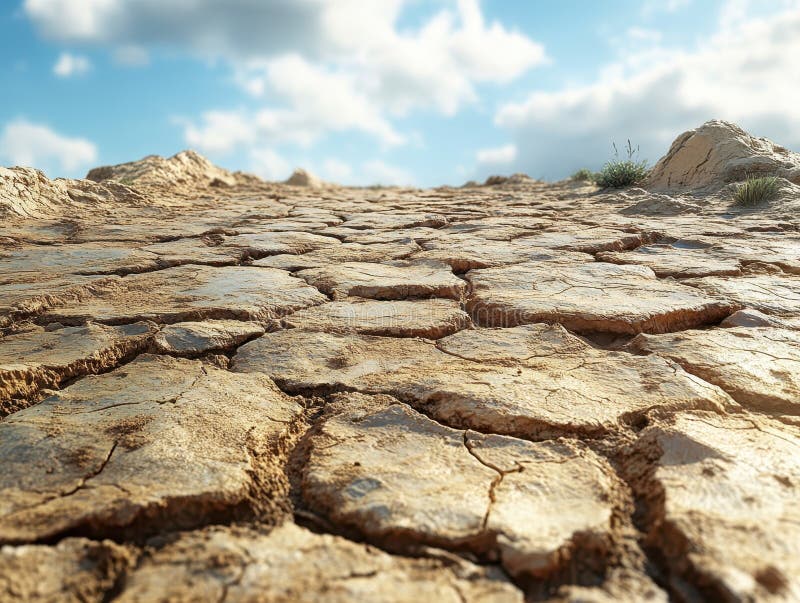 Cracked Earth Under Dry Sky: Nature Patterns, Arid Land, Texture Stock ...