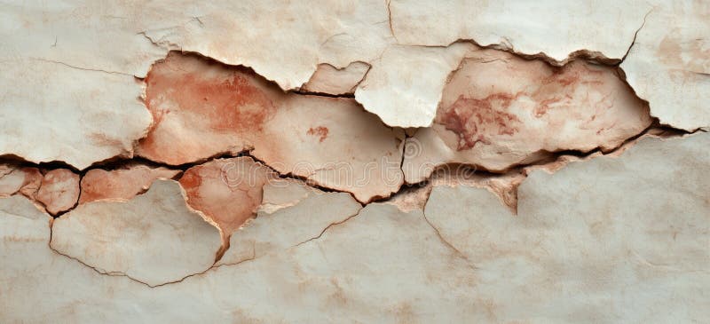Cracked Earth Wall Texture with Peeling Plaster and Rustic Red Accents ...