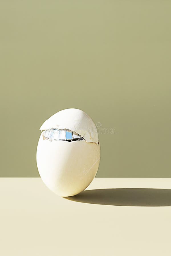 Cracked Easter Egg. Minimalist Creative Still Life Stock Photo - Image ...