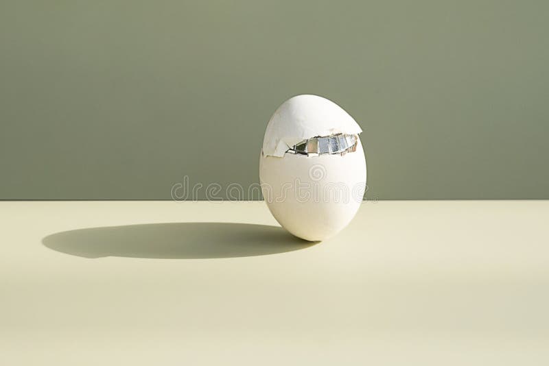 Cracked Easter Egg. Minimalist Creative Still Life Stock Photo - Image ...