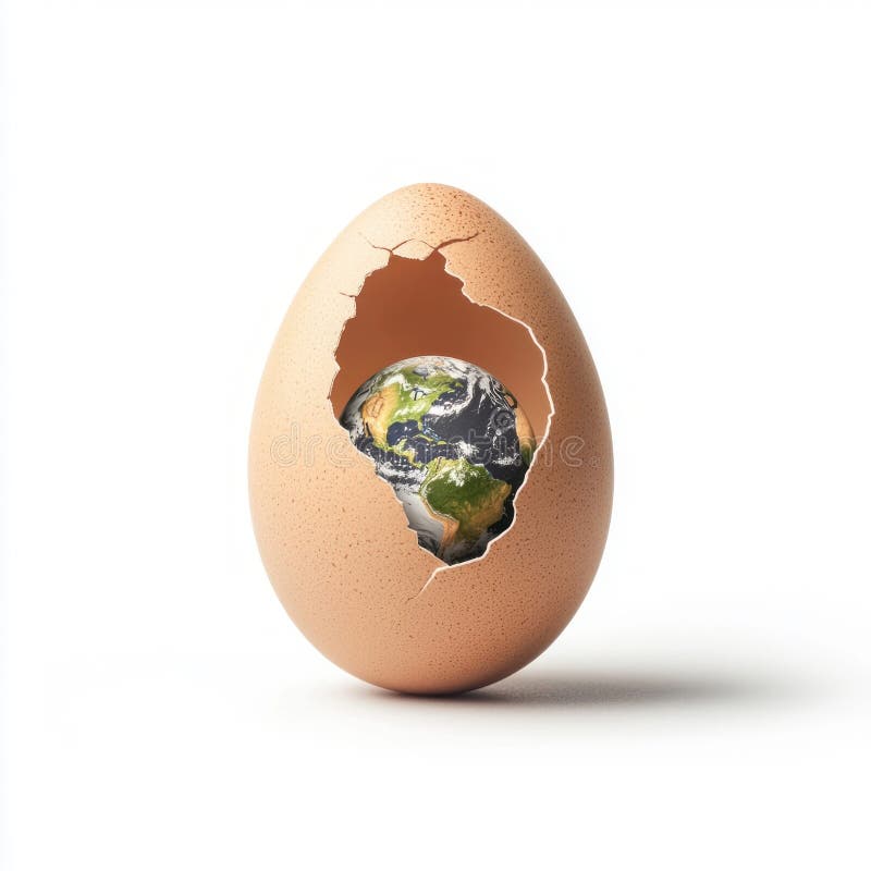Earth in a Cracked Egg stock photo. Image of white, future - 367255906