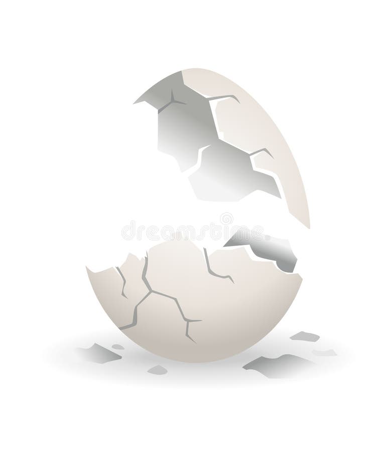 Cracked Egg. Eggshell Cracking Stage. Realistic Chicken Egg with Broken ...