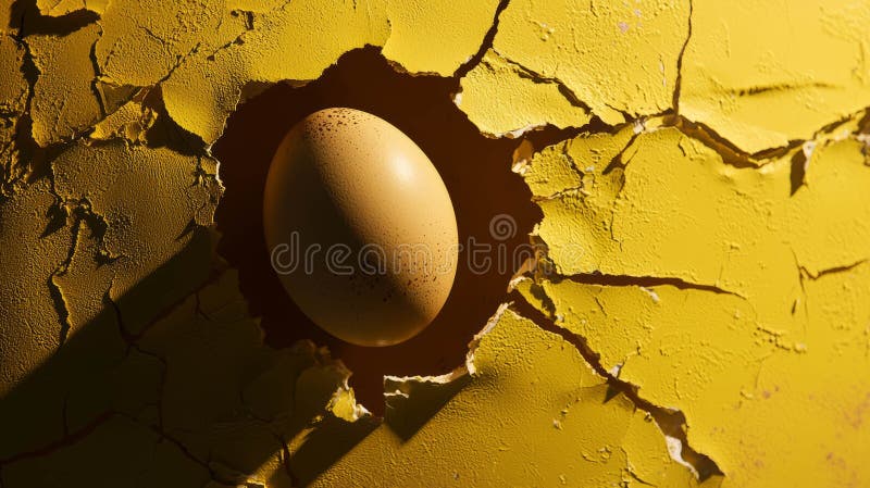 Cracked Egg Emerging from Yellow Surface Highlighting Birth and Growth ...