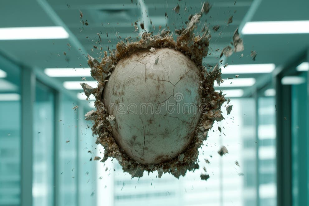Cracked Egg Exploding in Air Stock Illustration - Illustration of ...