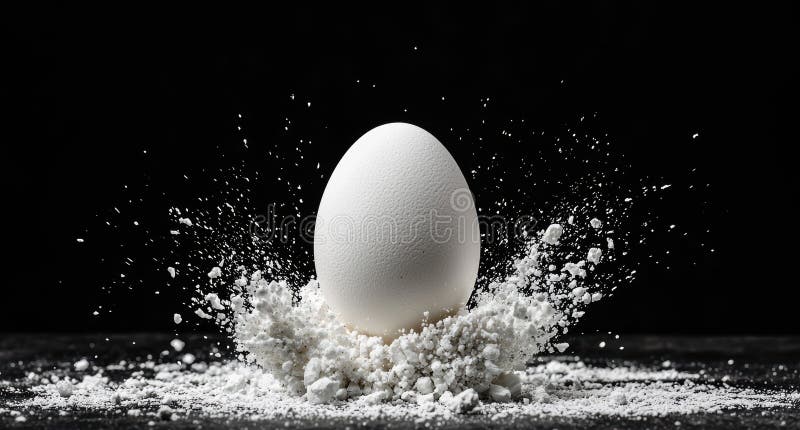 Cracked Egg Explosion on Black Background Stock Illustration ...