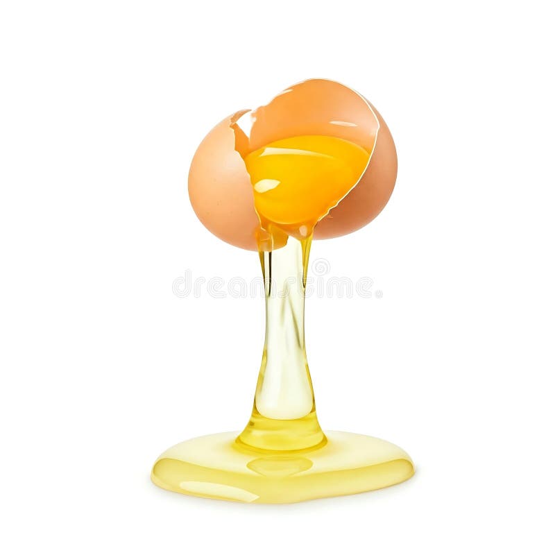 Cracked Egg Floating in the Air with the Yolk and White Egg Falling ...