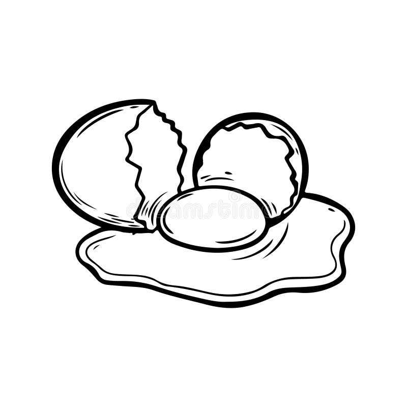 Cracked Egg Line Drawing Vector Illustration Stock Vector - Illustration of graphic, line: 324182581