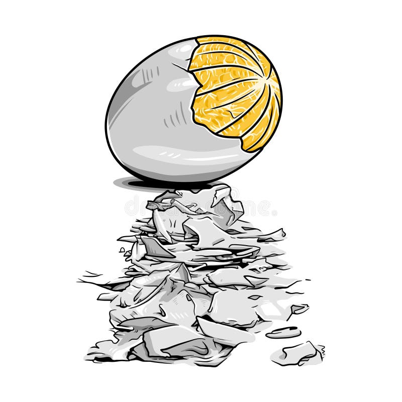 Cracked Egg with an Orange Segment Inside, Symbolizing an Unexpected ...