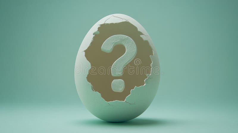 Cracked Egg with a Question Mark on a Green Background. Stock Image ...
