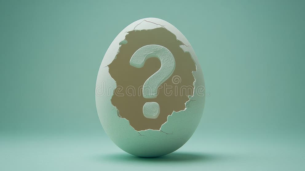 Cracked Egg with a Question Mark on a Green Background. Stock Image ...