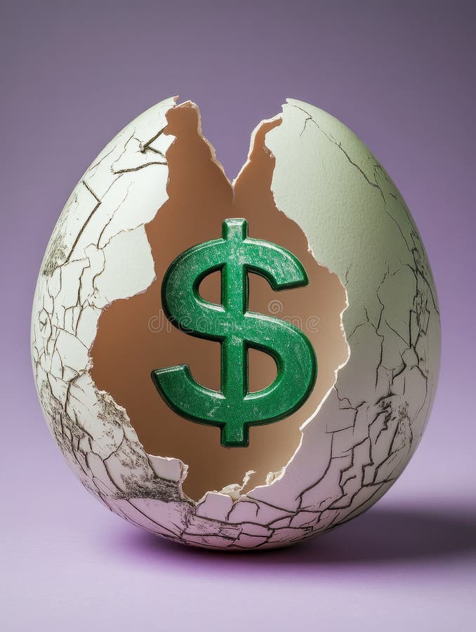 Cracked Egg Revealing a Dollar Symbol Inside, Symbolizing Financial ...
