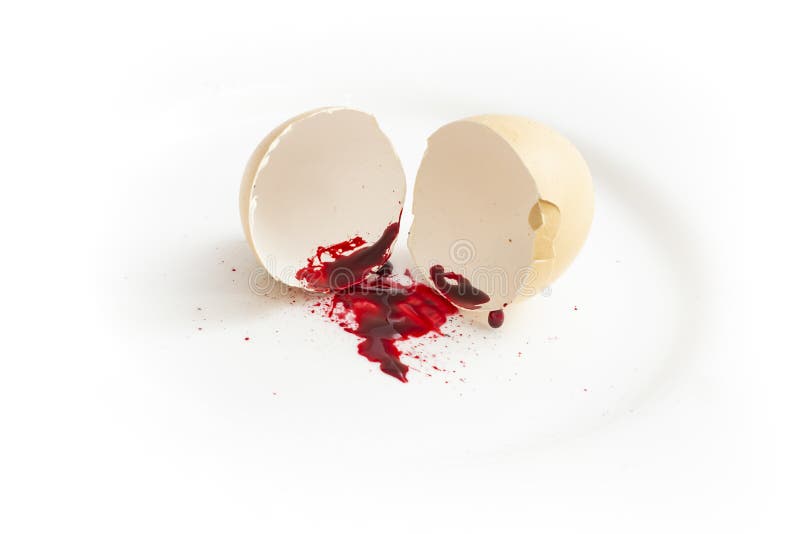 Cracked Egg Shell with a Blood Trail Stock Image - Image of grunge ...
