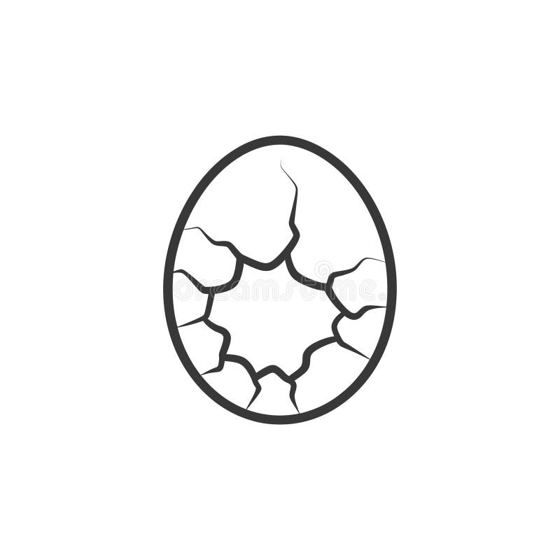 A Cracked Egg Shell in Outline Form Stock Vector - Illustration of ...