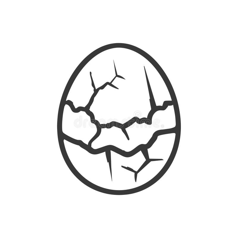 Cracked Egg Shell Outline Icon Stock Vector - Illustration of white ...