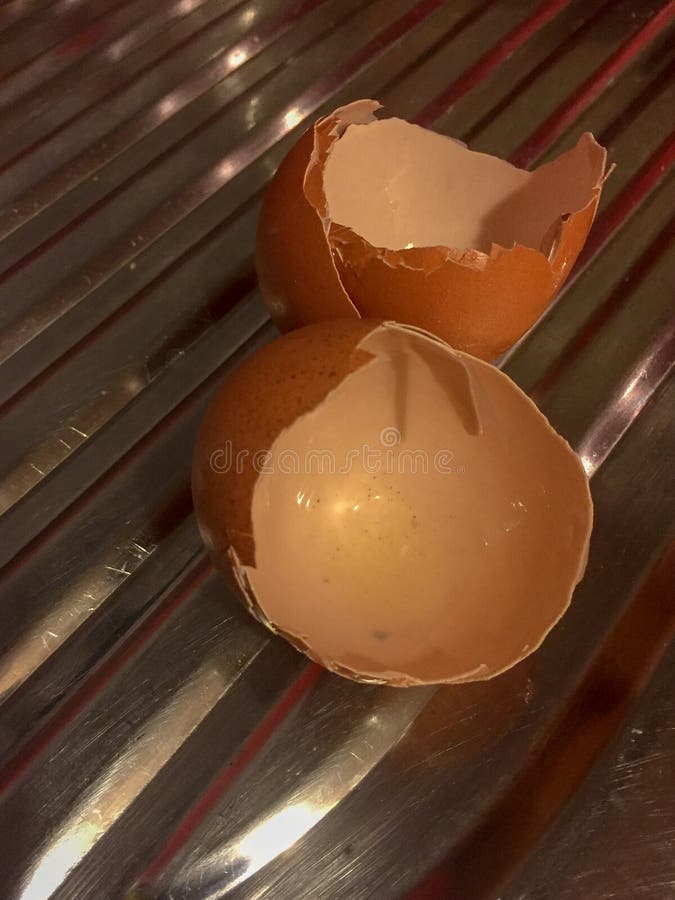 Cracked Egg Shells Metal Surface Stock Image - Image of protein, detail ...