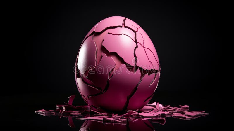 A Pink Cracked Egg Sitting on Top of a Table Stock Photo - Image of ...