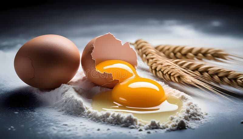 A Cracked Egg is on Top of Some Flour Stock Illustration - Illustration ...
