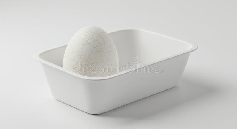 Cracked Egg in White Container a Single Cracked White Egg Rests Inside ...