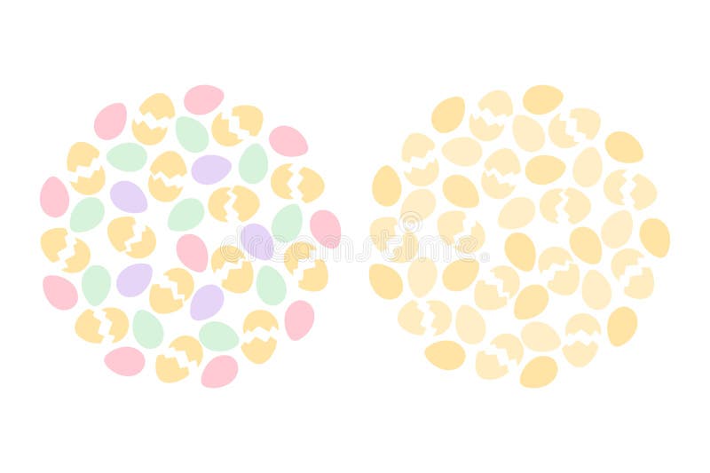 Cracked Eggshell and Eggs Colorful and Golden Circular Backgrounds ...