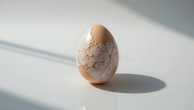 Cracked Eggshell Isolated on White Background with Natural Light Stock ...