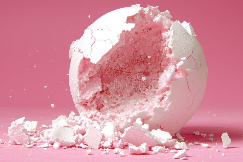 Cracked Eggshell Revealing Pink Interior Stock Illustration ...