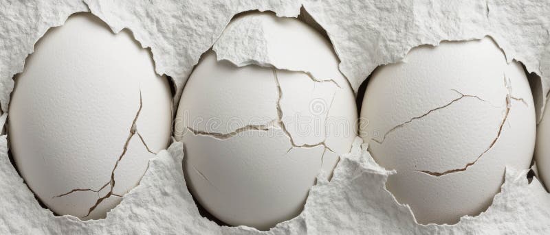 Cracked Eggshells with Fragile White Texture and Irregular Patterns ...