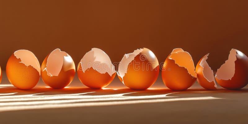 Cracked Eggshells in a Row Showcasing Stages of Hatching and New ...
