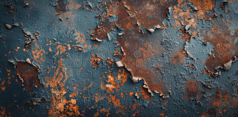 Cracked Enamel Paint and Rust Stains on a Texture of Rusty Iron Sheet ...