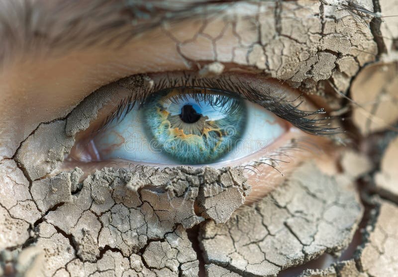 Cracked Eye with Vibrant Blue Iris Stock Illustration - Illustration of ...