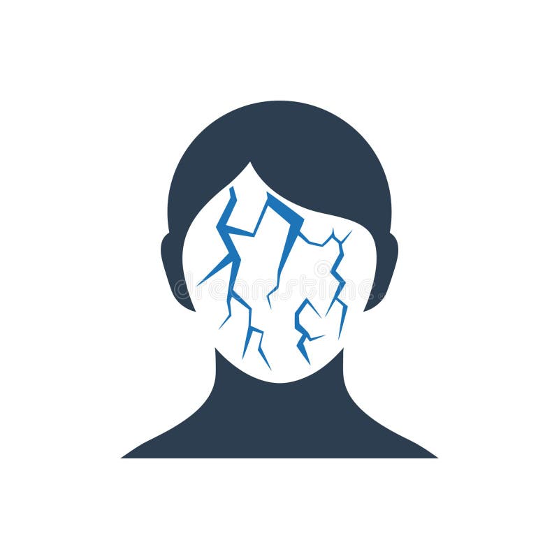 Cracked Face Damage Icon stock illustration. Illustration of sign ...